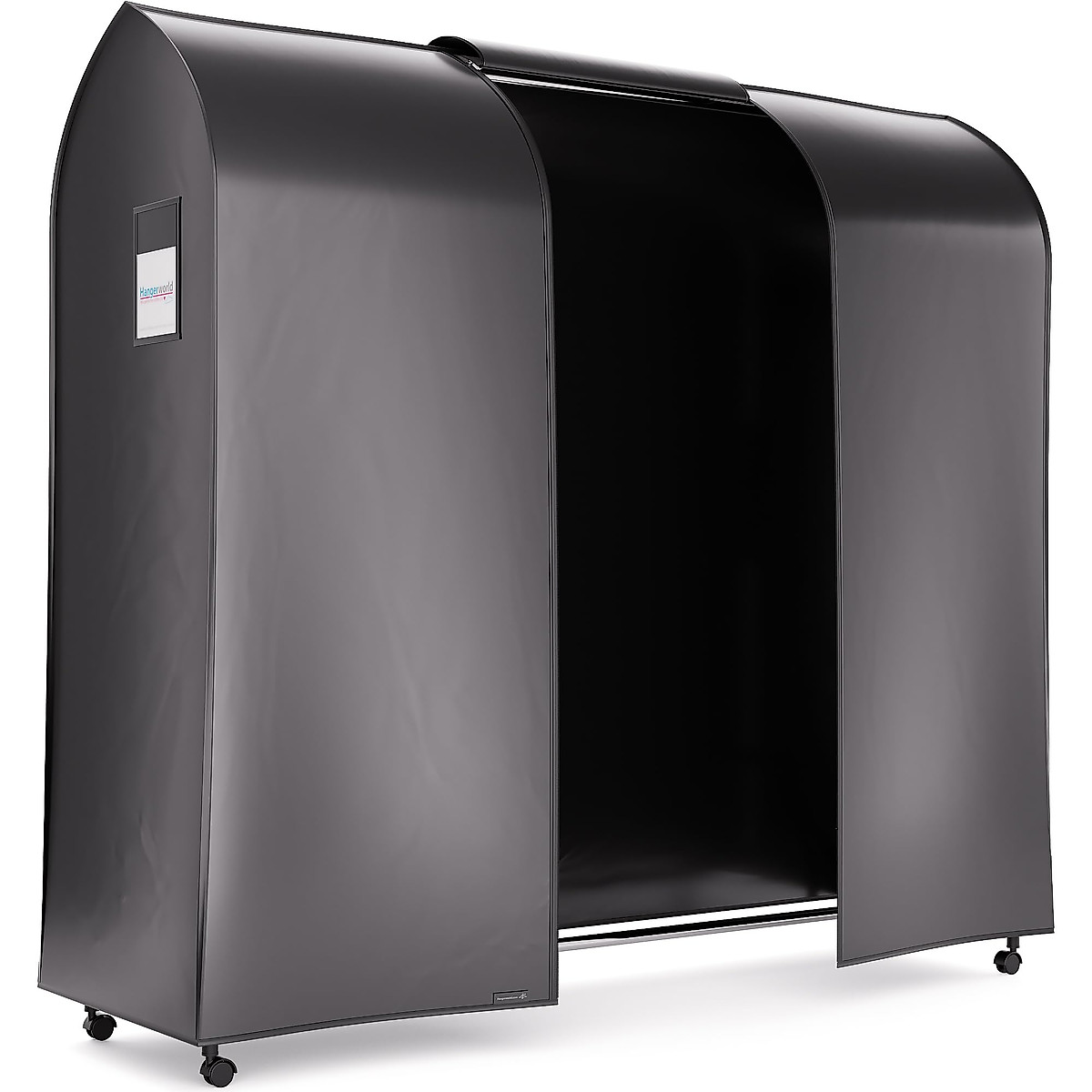 HANGERWORLD 6ft Large Black Clothes Rack Cover with 2 Zippers - Waterproof Nylon, Breathable, Dust Protector for Storage (Garment Rack Cover ONLY)