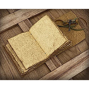 Leather Journal - Antique Handmade Deckle Edge Vintage Paper Leather Bound Journal - Book of Shadows Journal - Leather Sketchbook - Drawing Journal - Great Gift ( Green )