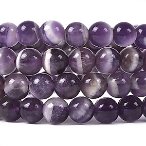 Natural African Amethyst Gemstone 6mm Round Beads Stretch Bracelet 6.5 Inch