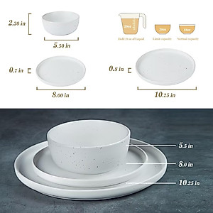 Famiware Dawn Plates and Bowls Sets, 12 Pieces Stoneware Dinnerware Sets, Dishes Set for 4, Microwave and Dishwasher Safe, White Matte