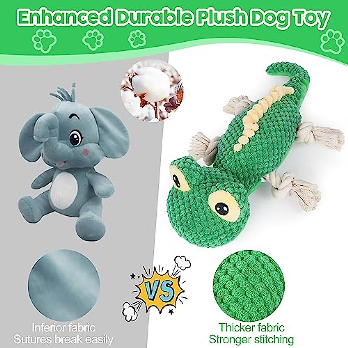 Stuffed Dog Toys, Big Dog Squeaky Toys, Plush Toys for Boredom and Stimulating, Cute Stuffing Lizards with Soft Squeaker, Fun Teething Pet Chew Toys