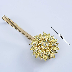 ManFull Curtain Tiebacks,Rhinestone Flower Magnetic Curtain Buckle Tieback Holdback Drape Holder Decor Curtain Holdbacks for Home/Office Window Sheer Drapes Tie Backs Holder Silver