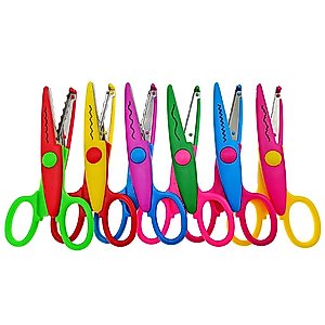 Kinteshun Lacework Wavy Paper Edger Scissors Pinking Shears Set for Handcraft Works(6pcs,Different Cutting Effects)