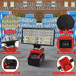 HLiePiHa LED Work Light for Milwaukee, Outdoor LED Light Flashlight, Lighting Spotlight Two USB Ports Suitable for Milwaukee 18V Li-ion Battery 48-11-1811 48-11-1812 48-11-1820 48-11-1828 (Tool Only)