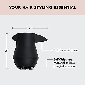 Kitsch PONYFULL Ponytail Volume Enhancer, Volumizing Ponytail Tool, Enhance Ponytail Style for Fine Hair Adds Volume and Lift Perfect for Daily Use & Any Occasion, Hair Accessories for Women (Black)