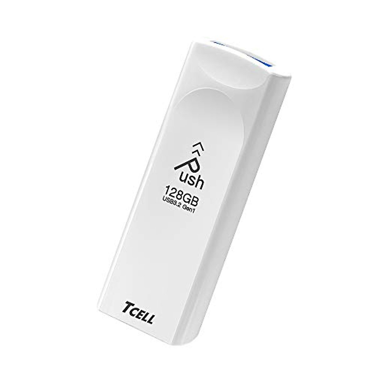 TCELL Push 128GB USB 3.2 Gen1(3.1/3.0) USB Flash Drive Read Speed up to 100MB/s, Retractable Design Memory Stick Thumb Drive, White