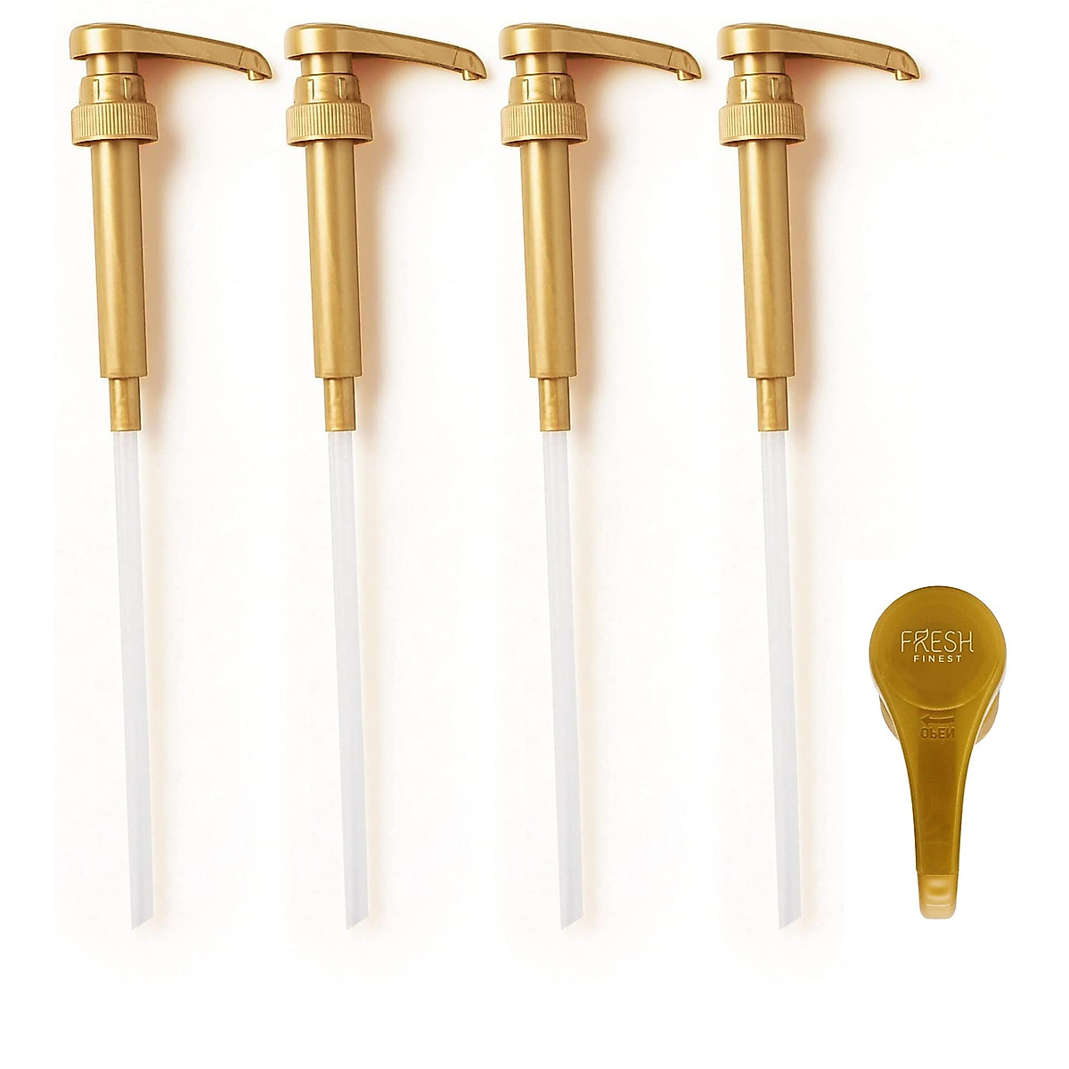 4 Pack Fresh Finest Coffee Syrup Pump Dispenser, Syrup Pump Is Compatible With Torani, Davinci, Jordans Skinny Syrups, Fits 25.4 Oz/750 ML Bottles, For Coffee Syrups, Teas, Snow Cones, Smoothies