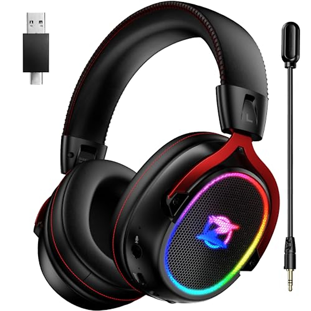 Ozeino Wireless Gaming Headset for PS5 PS4 PC Laptop -7.1 Surround Sound, Detachable Noise-Canceling Mic, 33H Playtime, 50mm Driver PS5 Headset