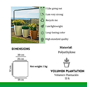Elly Décor 12 inch Planter for Garden with Drainage, Large Round, Lightweight & Extremely Durable, Deck Indoor/Outdoor Plastic Pot, 12"x12"x7", Black