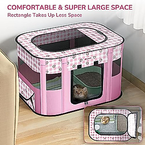 TASDISE Portable Pet Playpen, Foldable Exercise Play Tent Kennel Crate for Puppy Dog Yorkie Cat Bunny, Great for Indoor Outdoor Travel Camping Use, Come with Carring Case, 600D Oxford, M