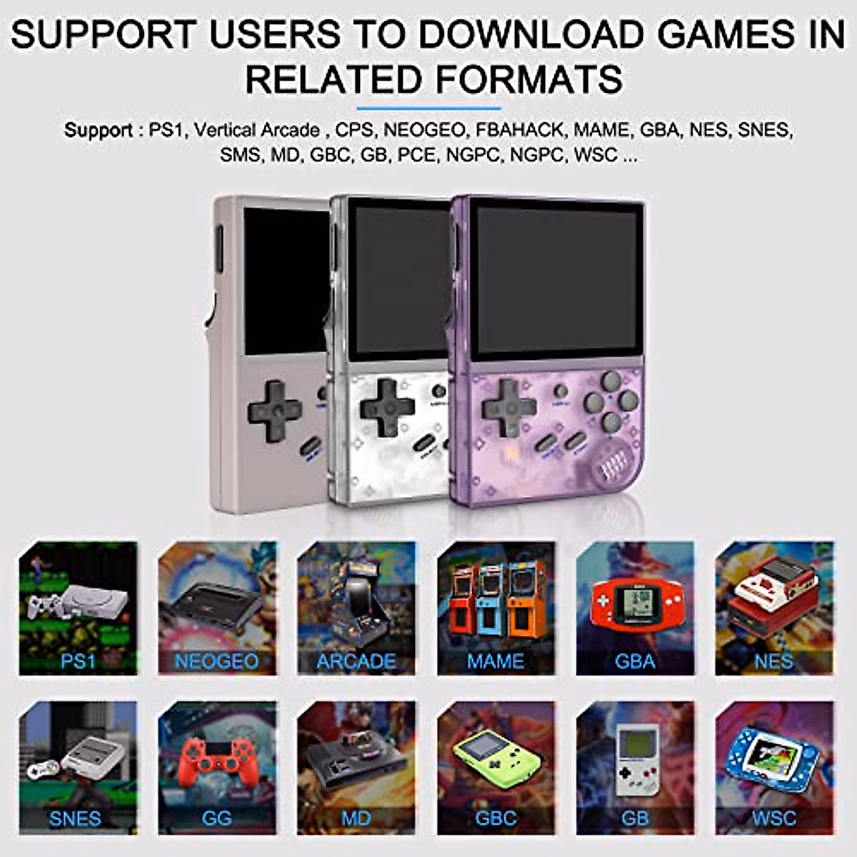 Anbernic RG35XX Handheld Game Console Retro Games Consoles with 3.5 Inch IPS Screen 64G TF Card 5474 Classic Games 2100mAh Battery Support Linux, HDMI and TV Output Purple