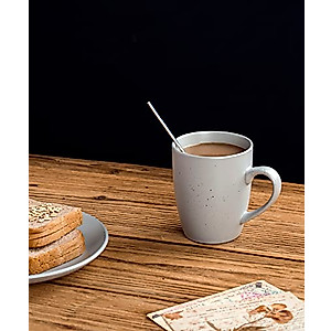 famiware Coffee Mug Set of 6, 15oz Large Ceramic Mug for Men, Women, Speckle Glazed Mugs with Handle for Coffee, Tea, Milk, Cocoa, Cereal, Light Gray