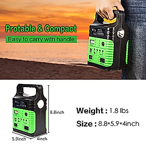 Solar Generator - Portable Power Station for Emergency Power Supply,Portable Generators for Camping,Home Use&Outdoor,Solar Powered Generator With Panel Including 3 Sets LED Light (green)