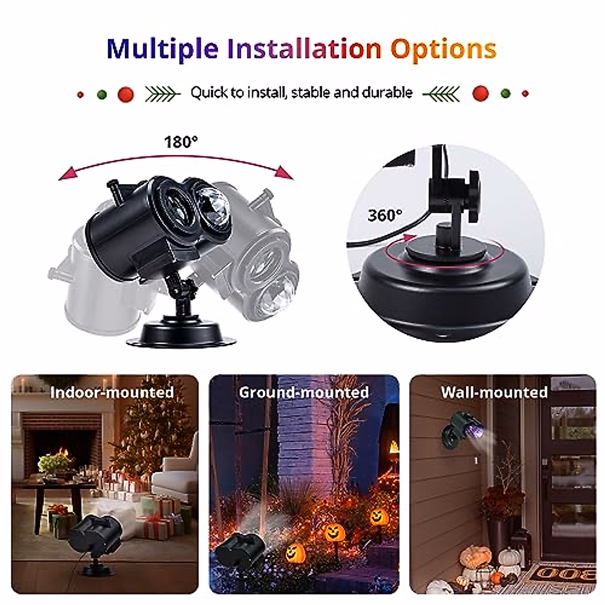 Temgin Christmas Projector Lights Outdoor, 2-in-1 48 HD Effects Patterns & 10 Ocean Wave Snowflake Projectors with Remote Control Timer, IP65 Holiday Light Projector for Xmas Halloween Home Party