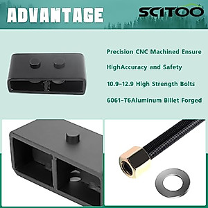 SCITOO 1.5 inch Leveling Lift Block Kits with Extra Long Square Leaf Spring Axle U Bolts 2004-2018 for Ford for F-150 2WD/4WD