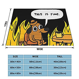 Wuozoi Funny This is fine Dog Flannel Blanket 60''x50'' Ultra-Soft Comfortable Throw Blanket for Bed Sofa Dorm Decor, Gifts, 2style