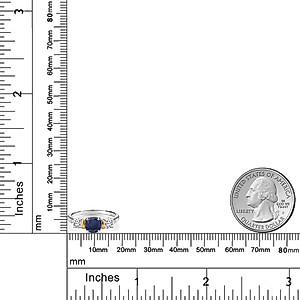 Gem Stone King 925 Sterling Silver and 10K Yellow Gold Blue Sapphire White Moissanite and White Diamond 3-Stone Engagement Ring (1.96 Cttw, Gemstone Birthstone, Available In Size 5, 6, 7, 8, 9)