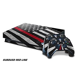 247 Skins Graphics kit Sticker Decal Compatible with Xbox One X and Wireless Controllers - Subdued Red Line