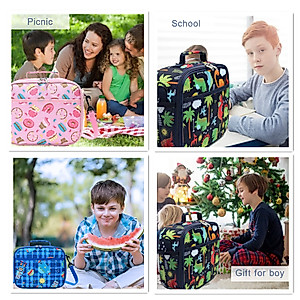 Lunch Bag for Kids, Thermal Lunch Box Kids Boys Girls, Dinosaur Lunch Box Cooler Bag Portable Lunch Organizer for School Picnic Work Hiking Beach