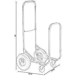 Gardenised Black Firewood Rack Outdoor Indoor, Heavy Duty Firewood Carrier with Front Wheels Wood Fireplace Tool Rack, Rolling Storage Cart Cover Included