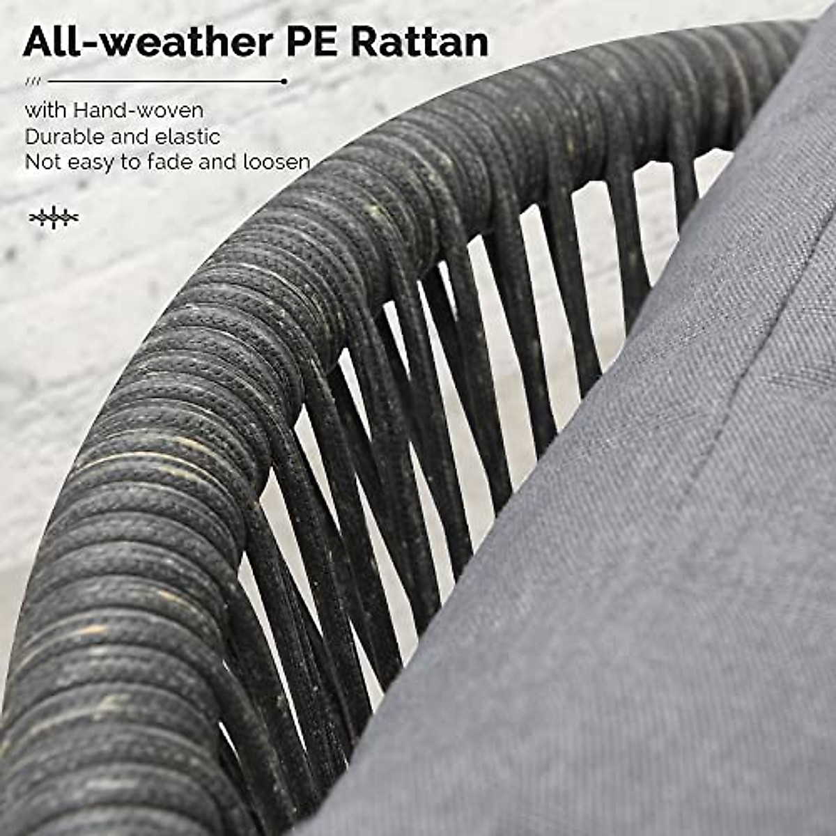 PURPLE LEAF 9 Pieces Patio Dining Sets All-Weather Wicker Outdoor Patio Furniture with Table All Aluminum Frame for Lawn Garden Backyard Deck Outdoor Dining Sets with Cushions and Pillows, Grey