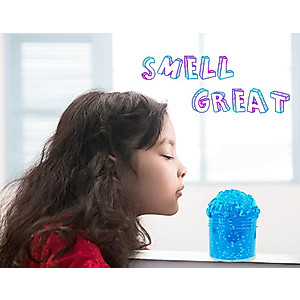 Jelly Crunchy Slime 2 Pack- Soft Clear Slime with Cool Feeling Touch, Good Smell, Amazing Texture, Perfect Stretchy Crystal Slime for Kids Boba Slime Party Favor, Gift Idea for Girls Boys Ages 5-12