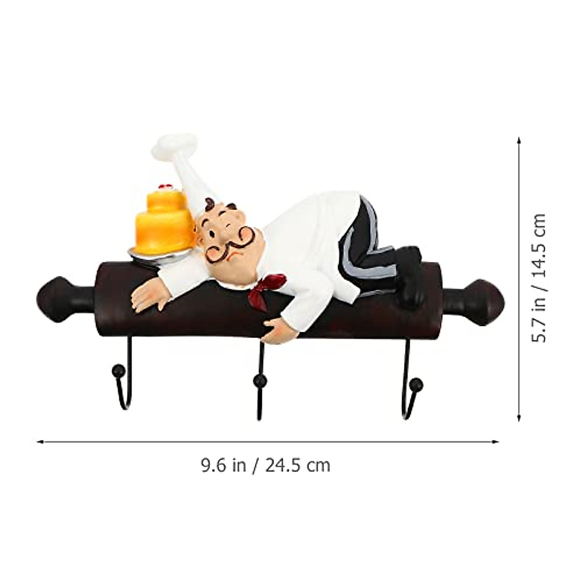 Chef Wall Hanger Fat Chef Wall Hooks Bakery Decorative Chef with Cake Figurine Wall Keys Aprons Utilities Hook Chef Wall Art for Kitchen Wall Decoration