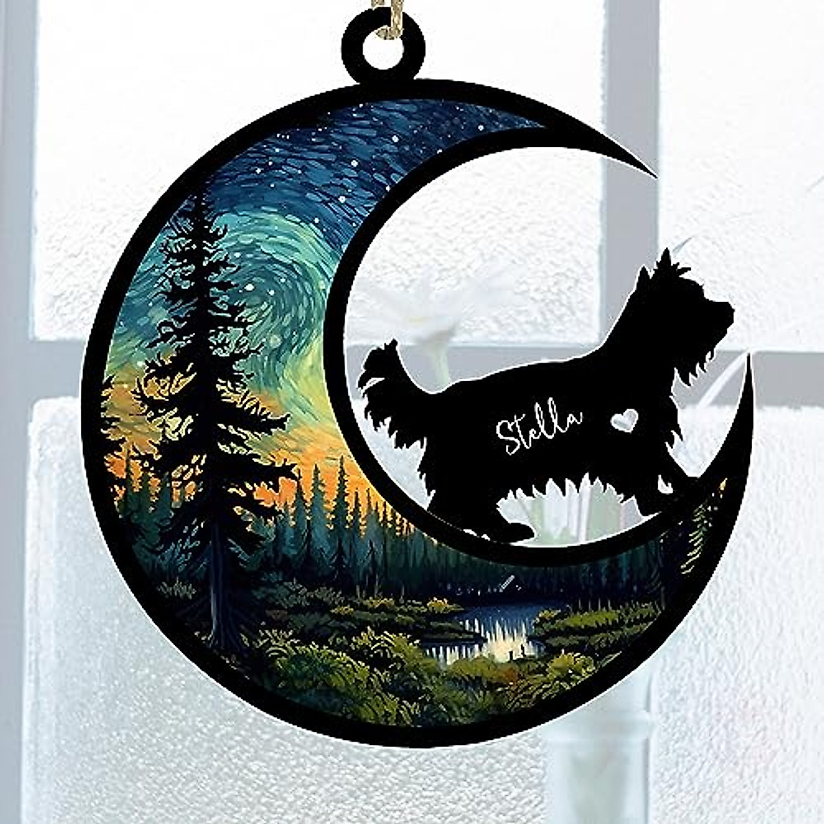 Nazenti Rainbow Bridge Pet Memorial Gifts, Rainbow Bridge Pet Memorial Gifts Suncatcher, Personalized with Name Date Dog Breeds Suncatcher, Pet Memorial Ornament Dog, Best Large Dog Gifts