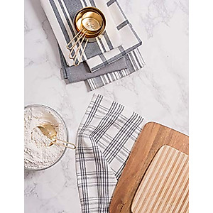 DII Assorted Woven, Kitchen Dishtowel Set, 18x28, Gray, 5 Piece