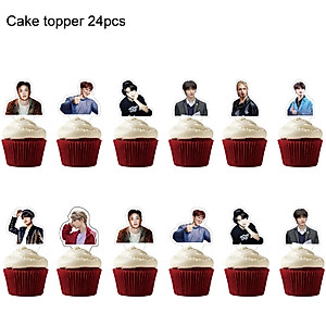 Stray Kids Merch 5 Star Party Decorations Include Happy Birthday Banners, Cake Toppers, Cupcake Toppers, Balloons