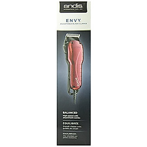 Andis 66215 Professional Envy Hair Clipper – High-Speed Adjustable Carbon-Steel Blade with Powerful Motor, 7200 Cutting Strokes Per Minute, Hanger Loop with Balanced Clipper Red & Black