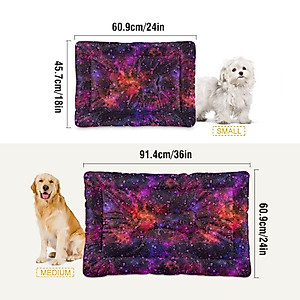 Coikll Galaxy Pet Bed Pad Soft Dog Bed Mat with Anti-Slip Bottom, Machine Washable Crate Pad Mattress for Dog Sleeping- 24 * 18inches