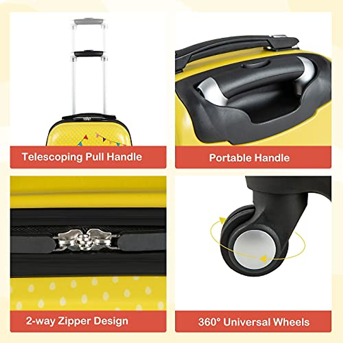 INFANS Kid Luggage Set, 12’’ Travel Backpack and 18’’ Carry on Suitcase with Rolling Spinner Wheels for Children Boys Girls, 2 Pcs Trolley Case Gift for Toddlers, Unicorn