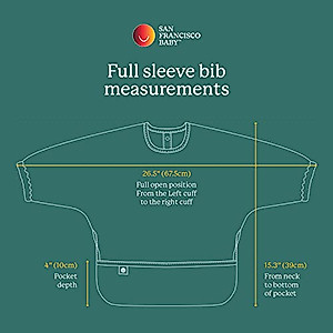 Long Sleeve Baby Bib for Boys and Girls w/Food Catcher Pocket - Waterproof, Wipe Clean, Machine Wash, Fast Drying Feeding Smock - Recycled Polyester - Animal Print Suitable for Babies to Toddlers