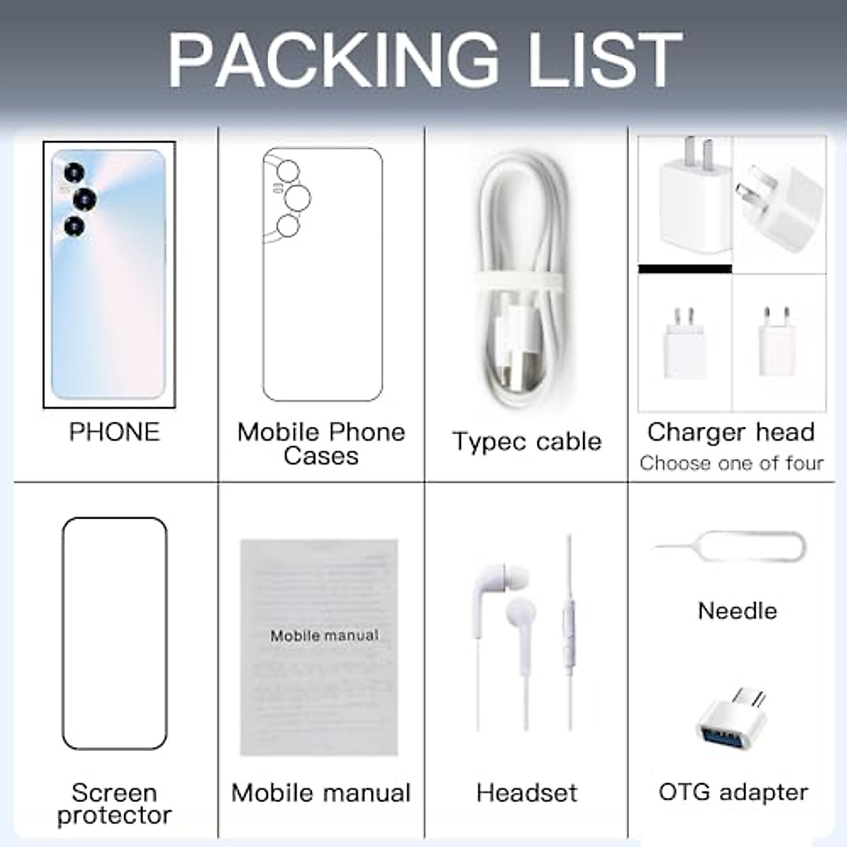 VSMOX S30Ultra Mobile Phones Sim Free Unlocked, Android 13 Cheap Phone, 8000mAh, 108MP 50MP, 6.53in HD Screen, 5G Dual SIM Smartphones, Face ID, 10W Charger,White-8GB~256GB