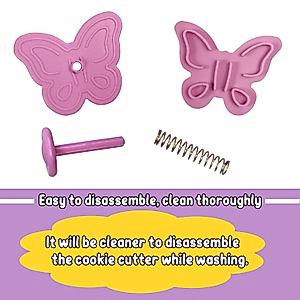 Mini 3D Easter Cookie Cutters Set, Easter Fondant Biscuit Pastry Cookie Cutter Stamp, Spring Spring-Loaded Handle Cutter Shape with Easter Eggs, Bunny, Chick, Butterfly (4 PCS)