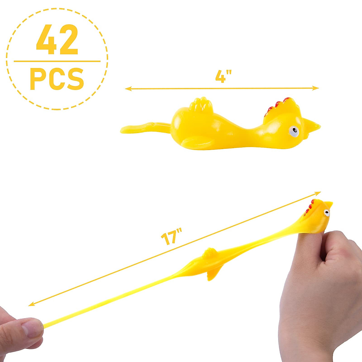 POPLAY 42PCS Flying Chicken Slingshot, Flicking Rubber Chickens Sling Shot Funny Gag Gifts for Kids Adults Party Favors Birthday Goodie Bags Stuffers Novelty Classroom Exchange Gifts