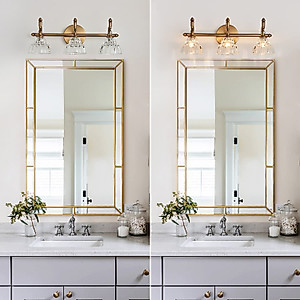 OFFDARKS Bathroom Vanity Light Fixtures Matte Brass Vintage Vanity Lighting Fixture Over Mirror 3 Lights Wall Sconce for Bedroom Dressing Room Living Room Hallway