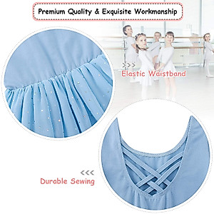 Move Dance Tutu Dance Clothes for Girls Childrens Ballet Leotards Dress 6 7 Yr Old Solid Color Auqa Unitard with Skirt for Gymnastic Exercise