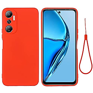 Case for Infinix Hot 20, Liquid Silicone Protective Phone Case for Infinix Hot 20 with Silicone Lanyard, Slim Thin Soft Shockproof Cover for Infinix Hot 20 Silicone Case Red