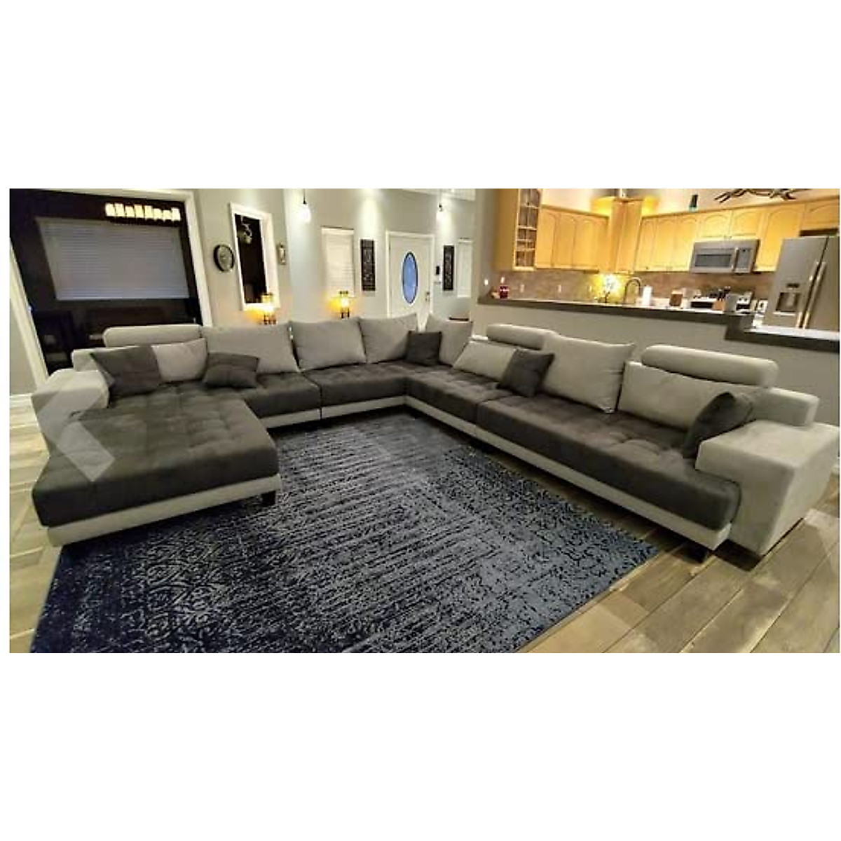 Stendmar 5pc Reversible Modern 2 Tone Gray Microfiber Big Sectional Couch Sofa Set S150D-RG