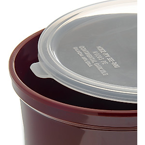 Carlisle FoodService Products Classic Round Storage Container Crock with Lid for Kitchen, Restaurants, Home, Plastic, 1.5 Quarts, Brown, (Pack of 6)