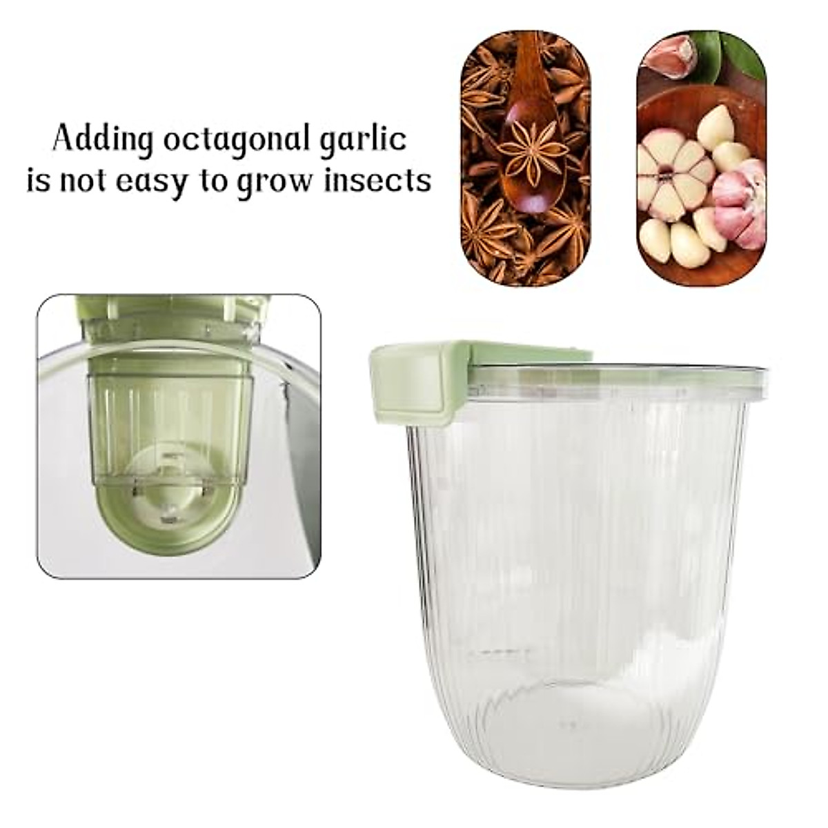 AnRui Flour Storage Container 20 Lbs, Airtight Large Food Container Rice Holder Bin with Measuring Cup for Cereal, Sugar, Oatmeal Kitchen Pantry Organization and Storage, Green