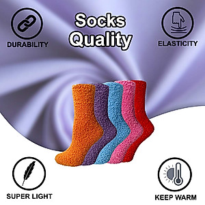 Yacht & Smith 12 Pairs Women Fuzzy Socks Crew Socks, Warm Butter Soft (Solid Assorted 12 Pack)