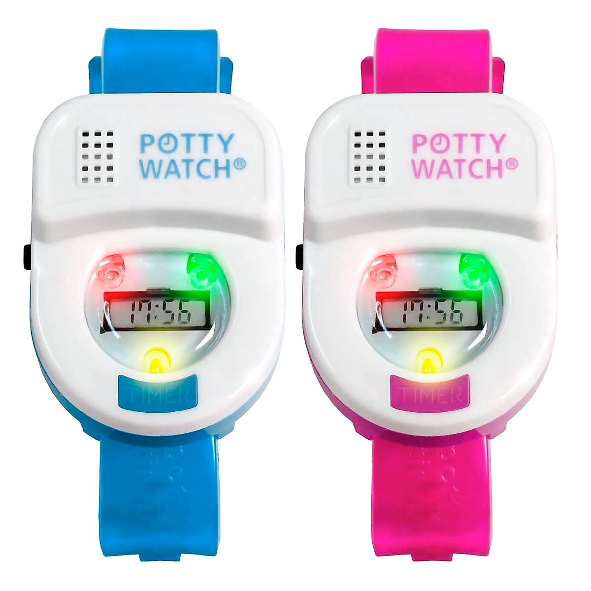 Potty Time: The Original Potty Watch | Water Resistant, Toilet Training Aid, Warranty Included. (30, 60 or 90 Min Automatic Timers Plays Music & Flashing Lights for Fun & Gentle Reminders) Pink & Blue