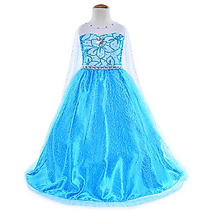 Party Chili Princess Costumes Birthday Party Dress Up For Little Girls with Wig,Crown,Mace,Gloves Accessories 3T 4T (110cm)
