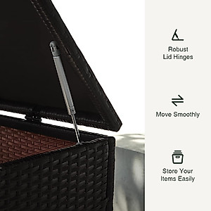 Dulce Domi 120 Gallon Deck Boxes Outdoor Storage Box Waterproof, Modern Resin Rattan Outdoor Wicker Storage Box, Robust Deck Box for Toys, Pool Accessories & Outdoor Tools Storage