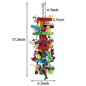 Wontee Bird Toys Parrot Chewing Toys Wood Blocks Tearing Toys for Parakeet Cockatiel Sun Conure African Grey Indian Ringnecks Small and Medium Sized Birds (Large)