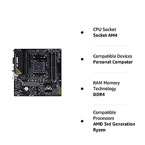ASUS TUF Gaming A520M-PLUS (WiFi) AMD AM4 (3rd Gen Ryzen™) microATX Gaming Motherboard (M.2 Support, 802.11ac Wi-Fi, DisplayPort, HDMI, D-Sub, USB 3.2 Gen 1 Type-A and Aura Addressable Gen 2 headers)