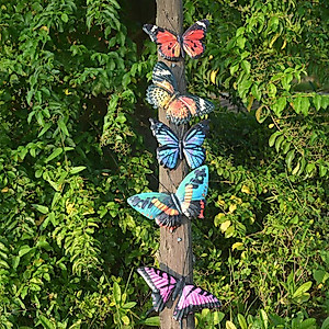 CALIDAKA 5 PCS Metal Butterfly Wall Art Decor 3D Butterfly Hanging Wall Butterfly Colourful Garden Inspirational Wall Sculptures Home Craft for Bedroom Living Room Bedroom Office(Random Color)